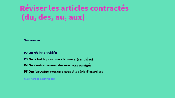 Les articles contractés | Genially