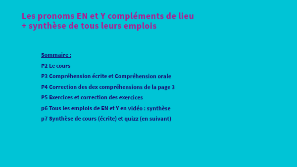 Les pronoms EN et Y CCL