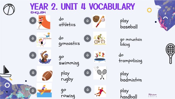 Y2. VOCABULARY ENGLISH U4