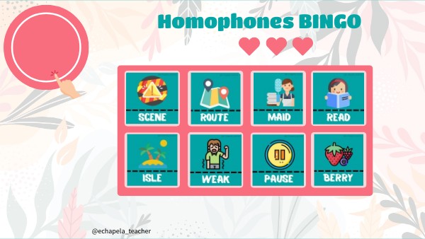 homophones bingo | Genially