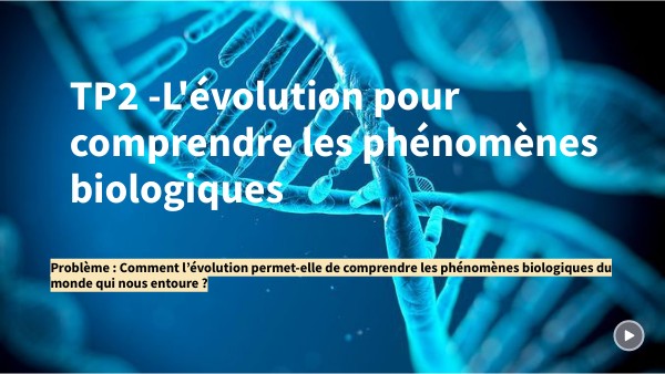 TP2 - L'évolution pour comprendre les phénomènes biologiques | Genially