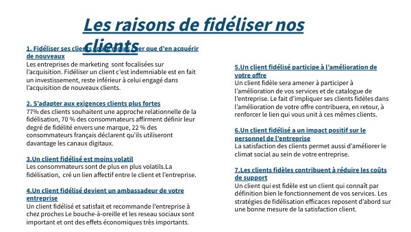 mission 10 les 7 raisons de fidéliser nos clients