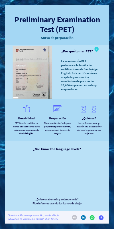 Preliminary Examination Test (PET) | Genially