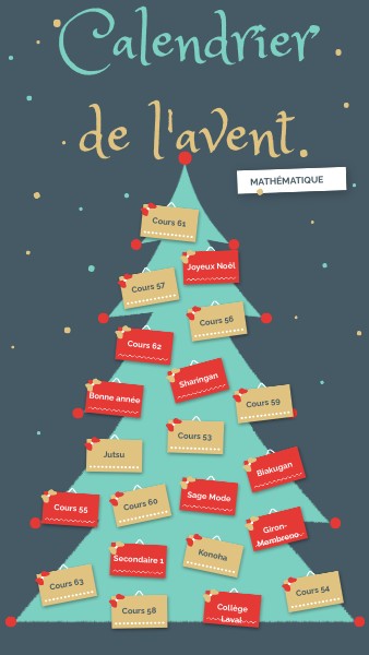 Calendrier de l'Avent secondaire 1 maths | Genially