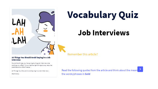 Vocabulary Quiz (Job Interviews) | Genially