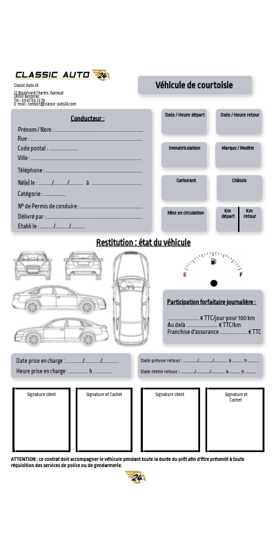 Véhicule de courtoisie | Genially