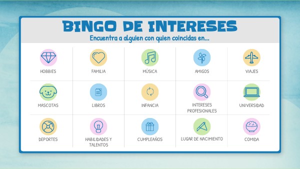 BINGO DE INTERESES | Genially