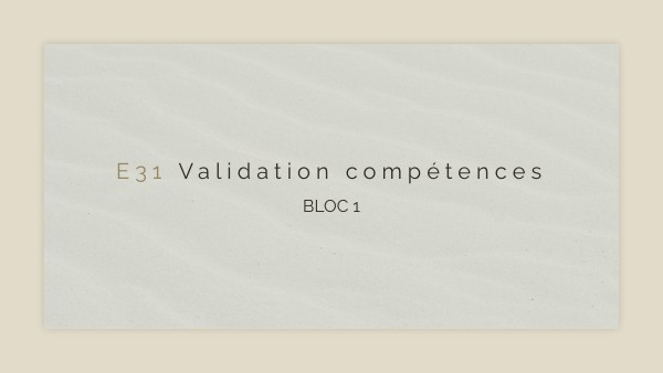 Copie - E31 Validation compétence bloc 1 | Genially