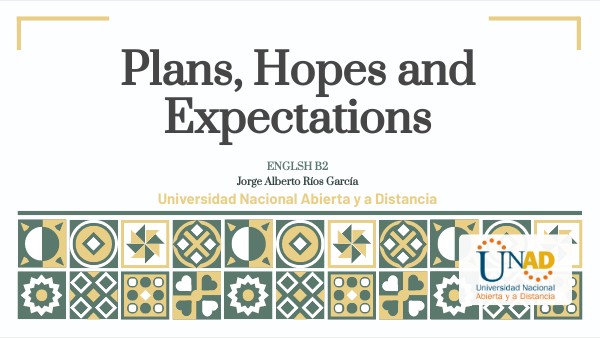 Plans, Hopes and Expectations