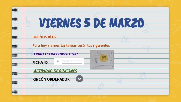 TAREAS VIERNES 5 DE MARZO