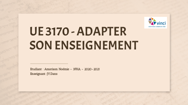 3170 - Adapter son enseignement - Amorison Noémie 3FHA | Genially