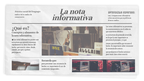 Elementos de la nota informativa