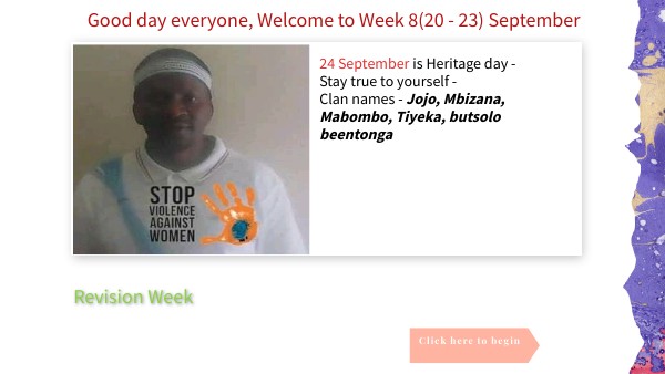 Week 8 programme | Genially