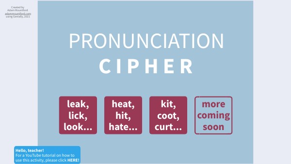 Pronunciation Cipher | Genially