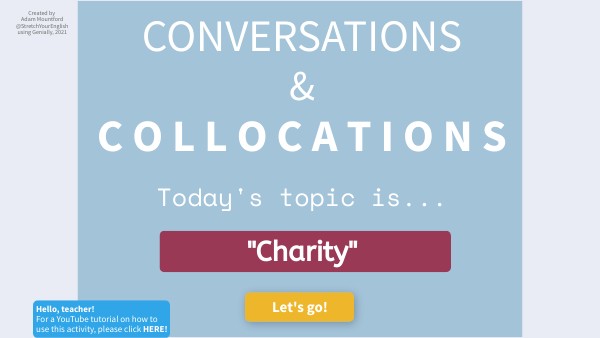 Conversations and Collocations #3: "Charity" | Genially