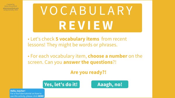 Vocabulary Review | Genially