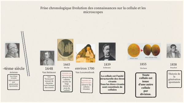 Frise chronologique Evolution des connaissances sur la cellule et les | Genially