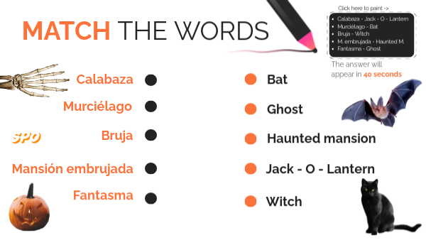MATCH THE WORDS (HALLOWEEN) | Genially