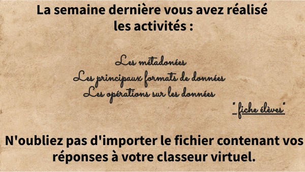 SNT / Séance N°2 / Les données structurées | Genially