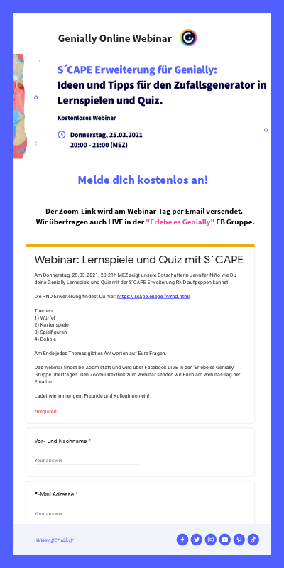 Genially Webinar: Lernspiele und Quiz mit S´CAPE Erweiterungen