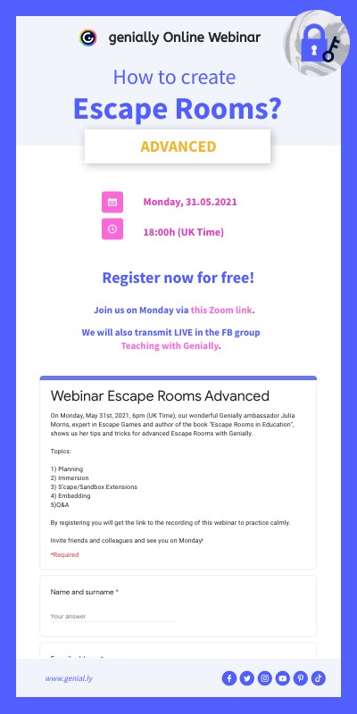 Genially Webinar: ESCAPE ROOMS ADVANCED | Genially