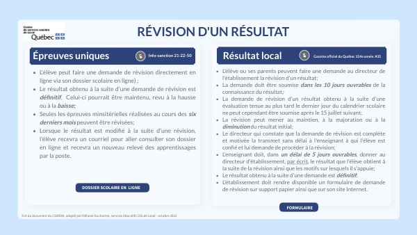Révision d'un résultat