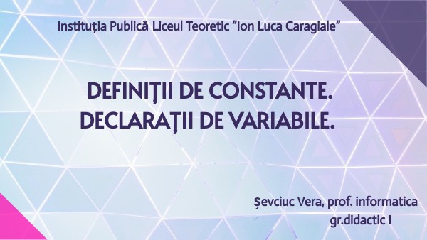 Const,var,tipuri de date | Genially