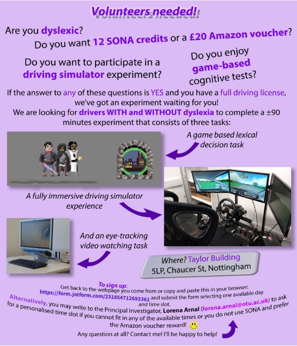 DYSLEXIA AND DRIVING VOLUNTEERS NEEDED