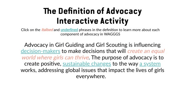 GLA - Definition of Advocacy | Genially