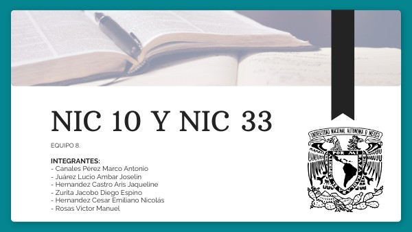 NIC 10, NIC 33. Equipo 8. | Genially