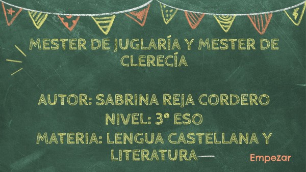 MESTER DE JUGLARÍA Y CLERECÍA. 3º ESO LENGUA CASTELLANA Y LITERATURA ...