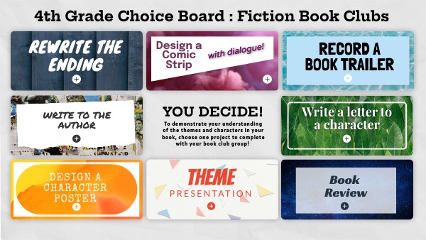 Book Club CHOICE BOARD for Project | Genially
