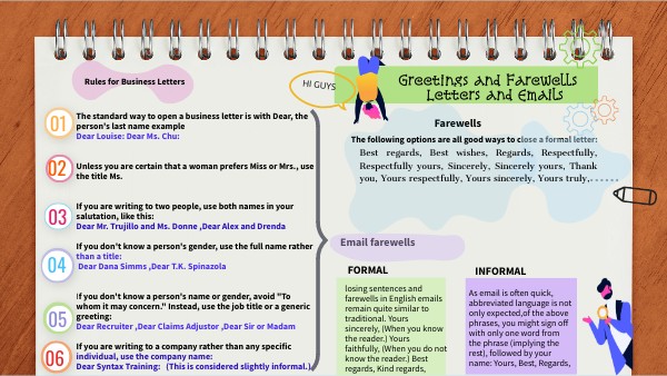 Genially Greetings and farewells letters and emails