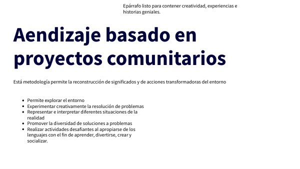 APRENDIZAJE BASADO EN PROYECTOS COMUNITARIOS | Genially