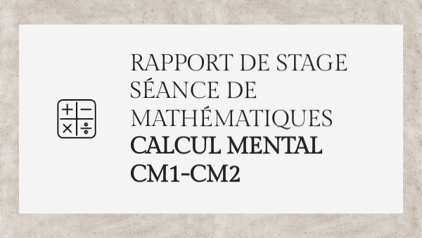 Rapport de stage maths
