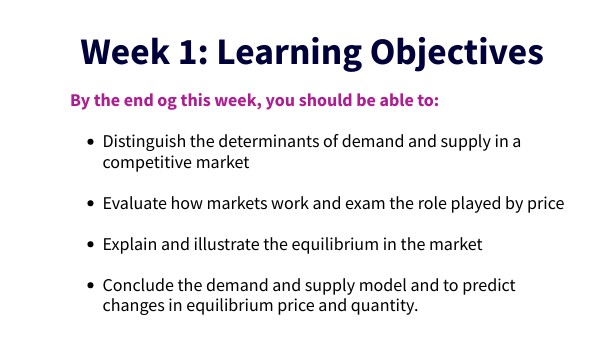 Eco: Week 1 Learning Objectives | Genially