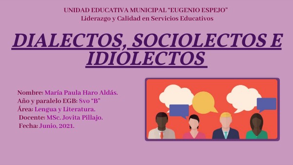 TAREA lengua s9p4 - Dialectos, Sociolectos e Idiolectos