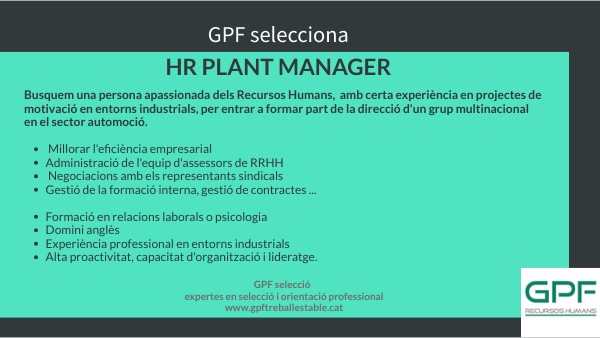 HR PLANT MANAGER
