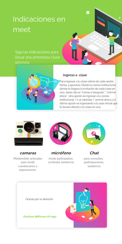 Indicaciones en el meet | Genially