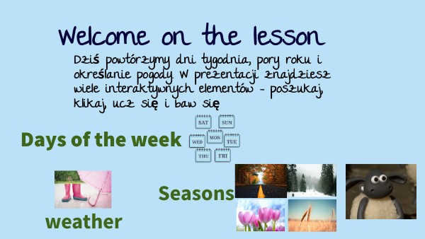 Daysof the week / seasons / weather | Genially