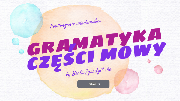 CZĘŚCI MOWY BY BEATA ZGARDZIŃSKA | Genially