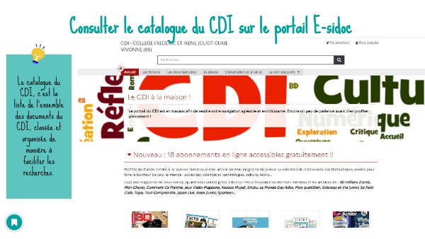 Recherche sur e-sidoc | Genially