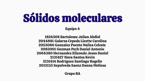 SOLIDOS MOLECULARES | Genially
