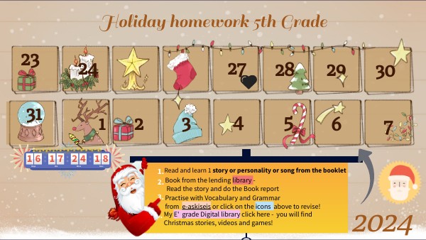 E class Christmas Homework