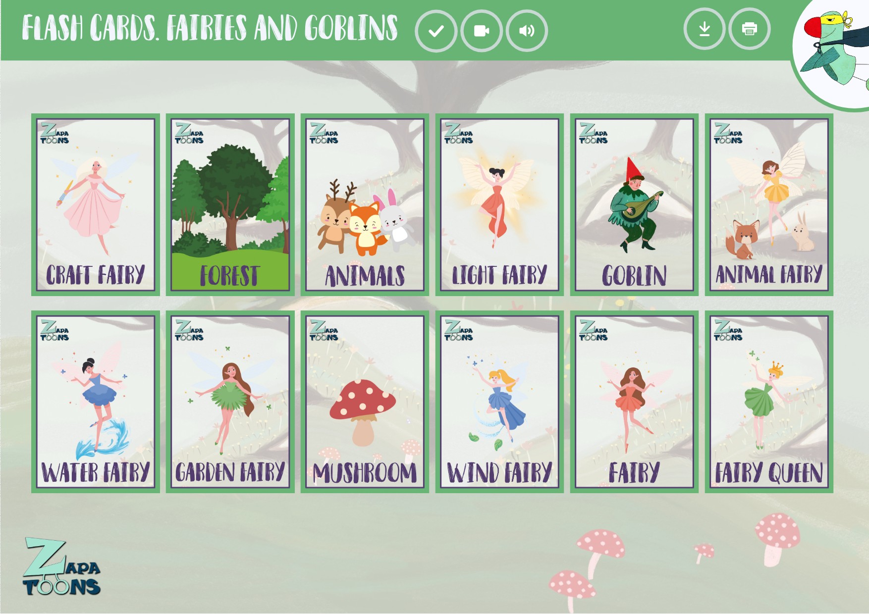 Flash Cards. Fairies and goblins | Genially