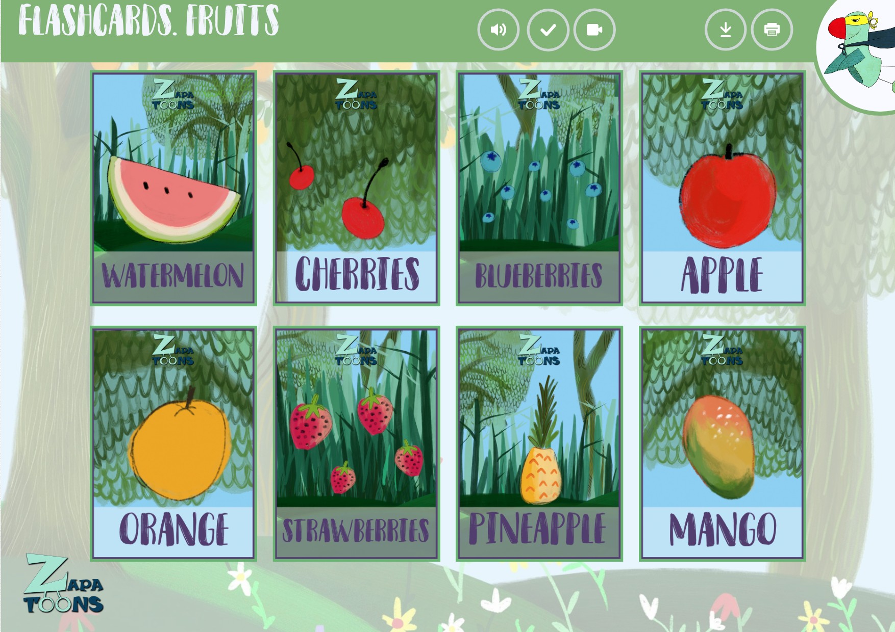 🎴FLASH CARDS. Fruits 🍏🍊🍉 | Genially