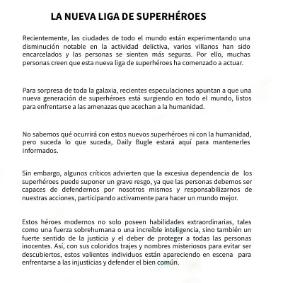 TEXTO INCOHERENTE PARA ORDENAR