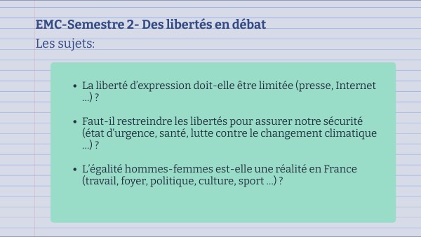 EMC 2nde 5-Semestre 2- Des libertés en débat | Genially