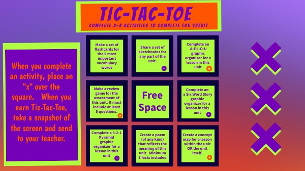 Choice Board TIC-TAC-TOE GAME