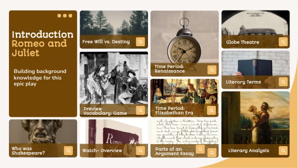 Explore Board for Introduction to Romeo and Juliet | Genially